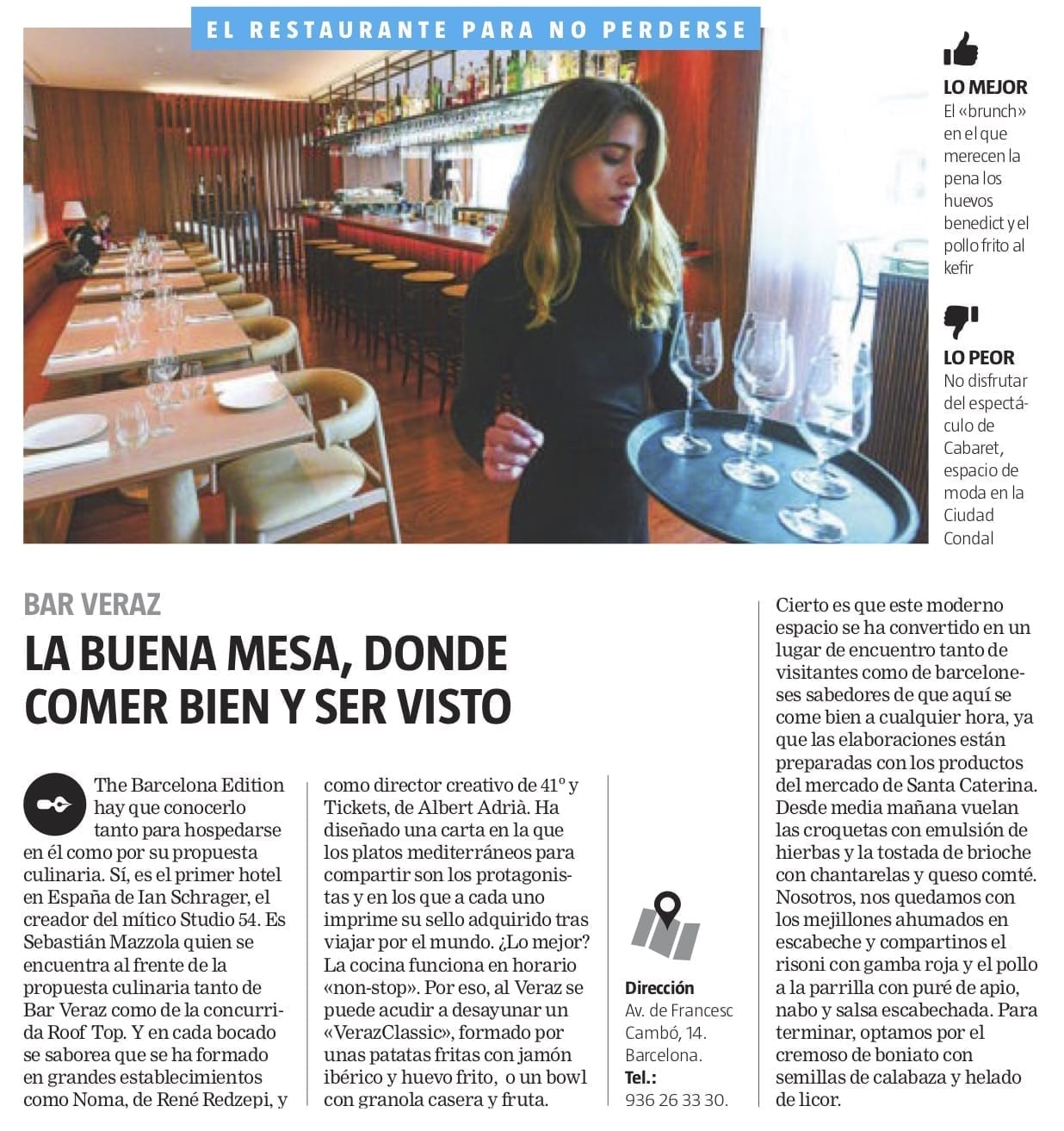 La Razón - Bar Veraz | EDITION Hotels